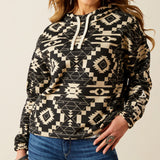 Ariat Black and White Southwestern Print Hooded Sweatshirt