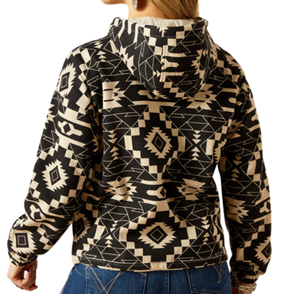 Ariat Black and White Southwestern Print Hooded Sweatshirt