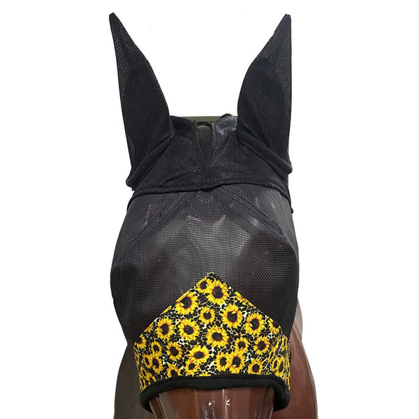 Sunflower & Cheetah Print Accent Fly Mask with Ears by Showman