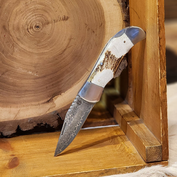 Circle SH Damascus Bone Handle Knife – Western Edge, Ltd.