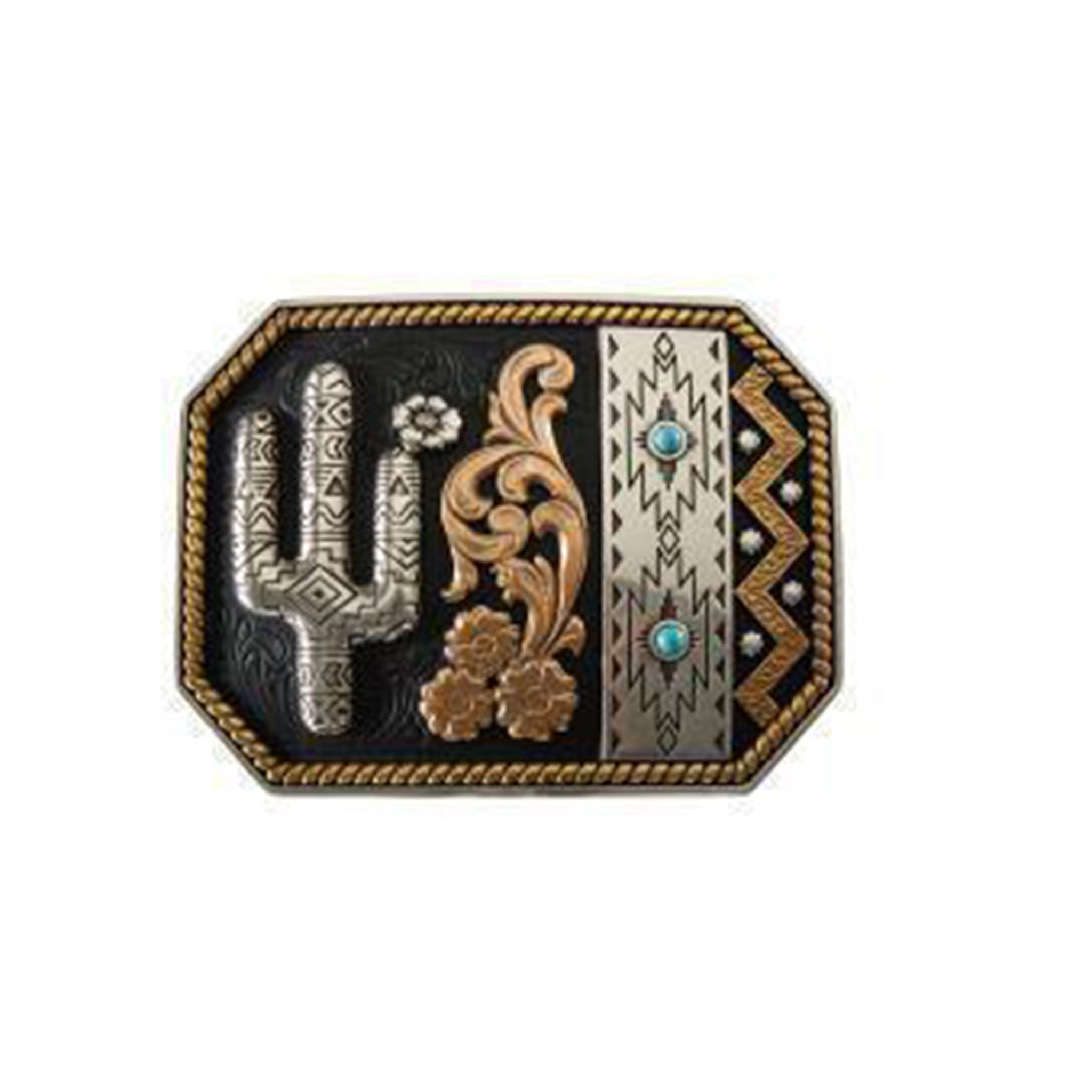 Blazin Roxx Cactus Tri Color Western Belt Buckle