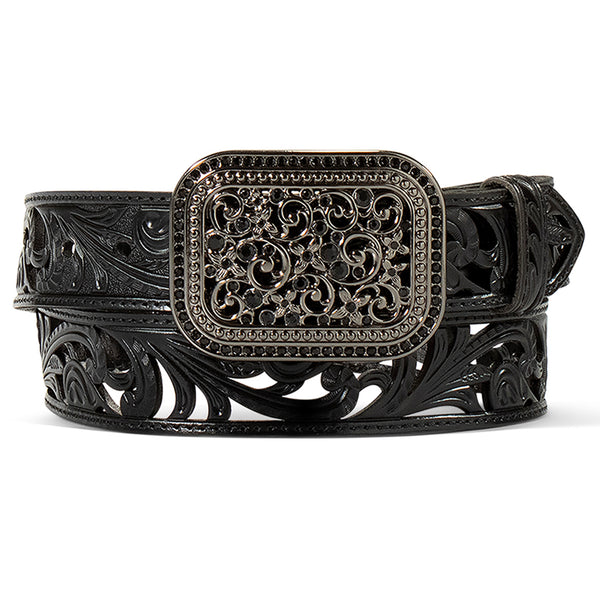Black Floral Cutout Belt – Chic Western-Inspired Accessory