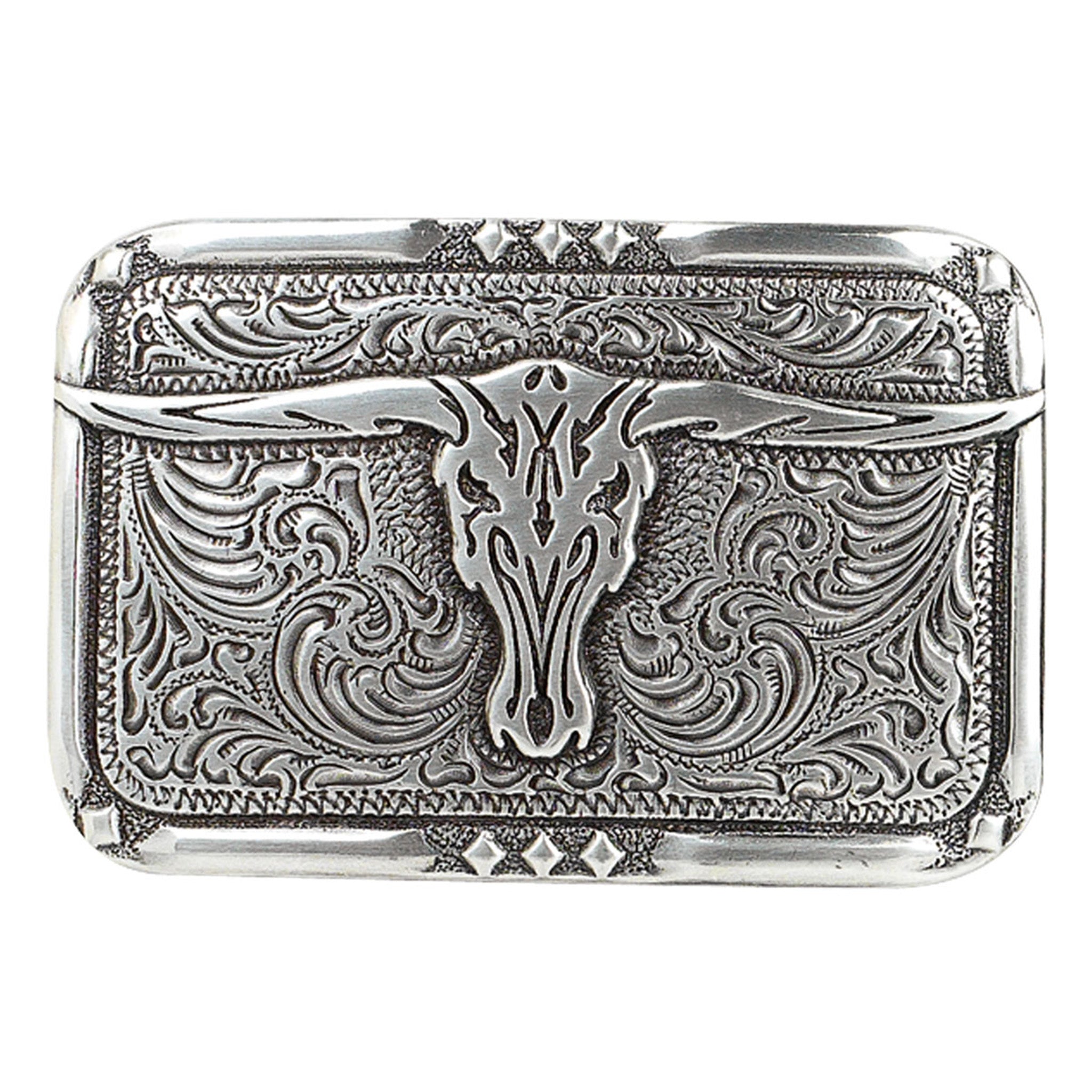 Crumrine Longhorn Skull Buckle – Buckle with Engraved Longhorn Design