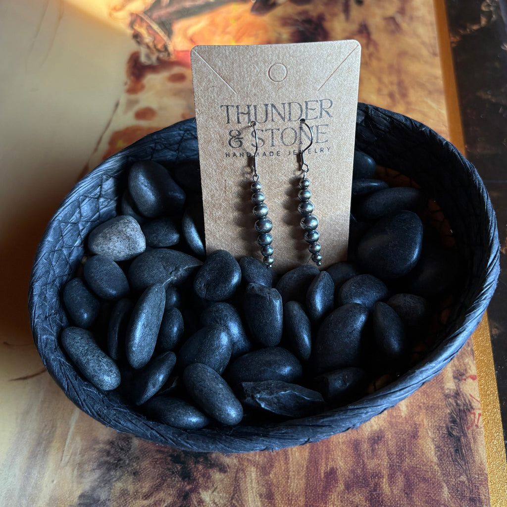 Navajo Style Pearl Earrings - Long Graduated