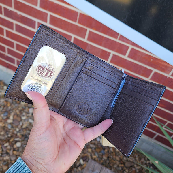Brown Boot Stitch Tri Fold Wallet