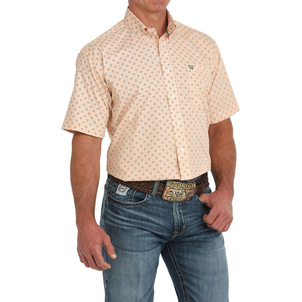Cinch Peach Geo Print Short Sleeve