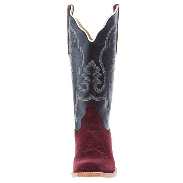 R Watson Women's Rhubarb Rough Out Cowboy Boots