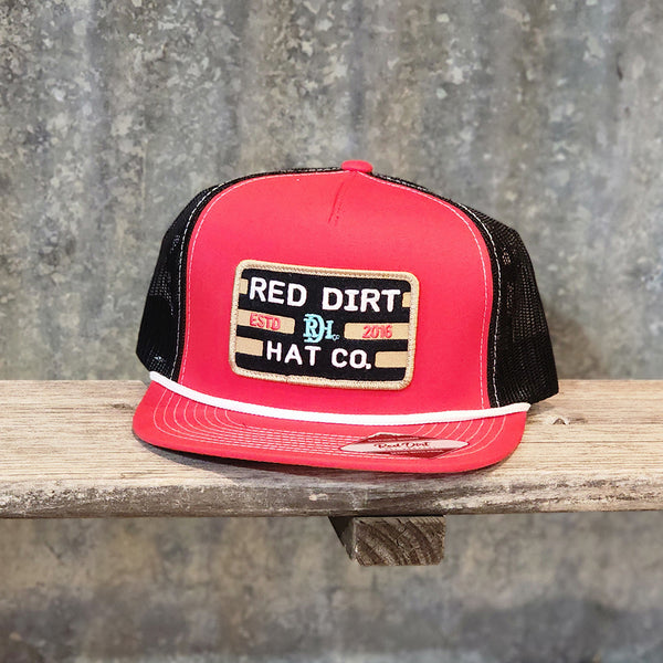 Red Dirt Red Cap with Black Mess White Rope ( Big Britches )