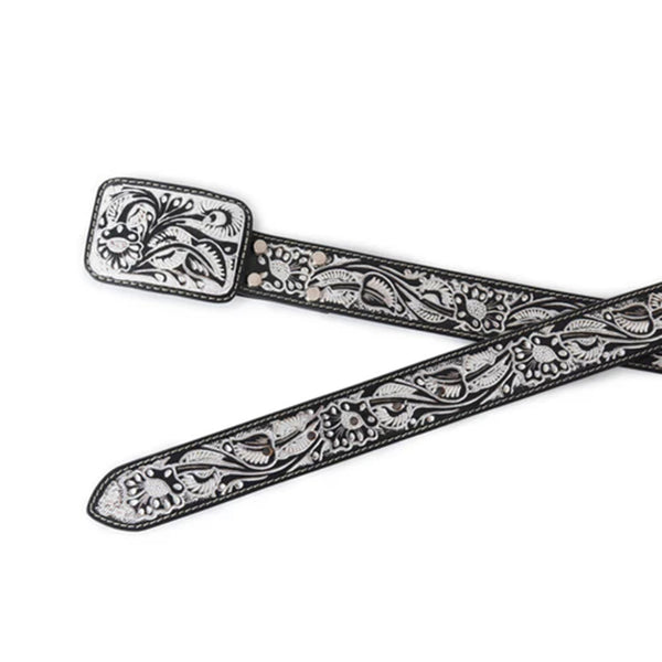 Myra Men's Desert Silver Moon Tooled Belt