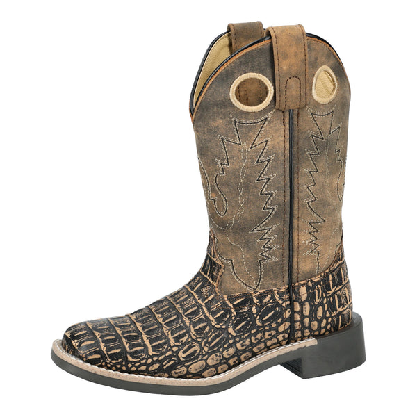 Smoky Mountain Kids Sanded Black/Brown Gator Western Boots