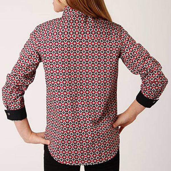 Roper Girl's Red Diamond Print Shirt