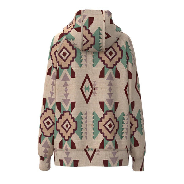 Hooey Women's Playa Taupe Pink Aztec Pattern Hoody