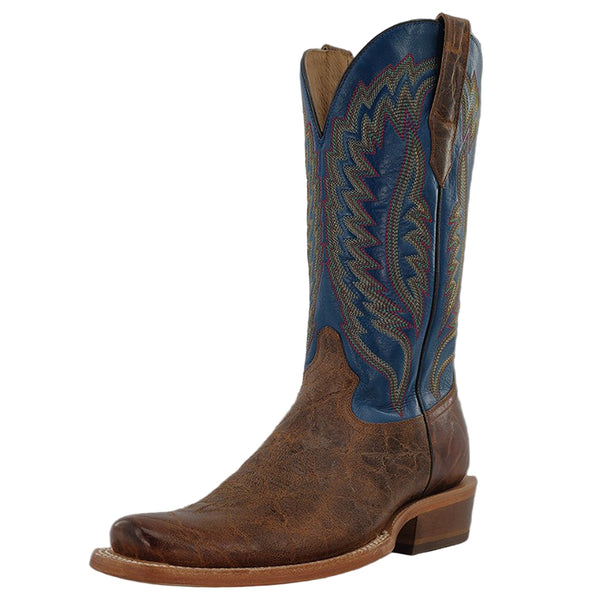 R. Watson Men's Tan Elephant Print /Blue Cutter Boots