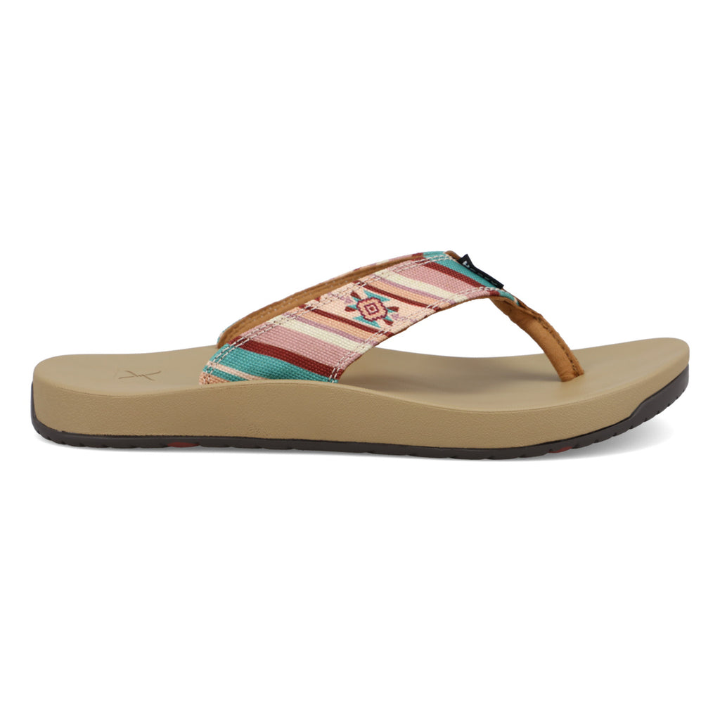 Twisted X Women's Hooey Mauve Aztec Flipflops