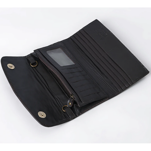 American Darling Tooled/ White Buck Stitch Wallet