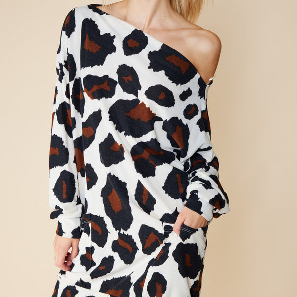 Long Sleeve Animal Print Dress